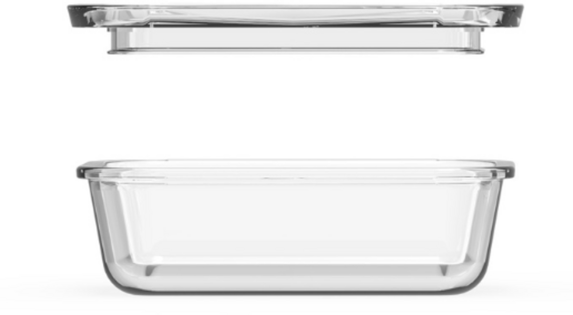 Pebbly Storage Container with Glass Lid, Rectangular - Interismo UK